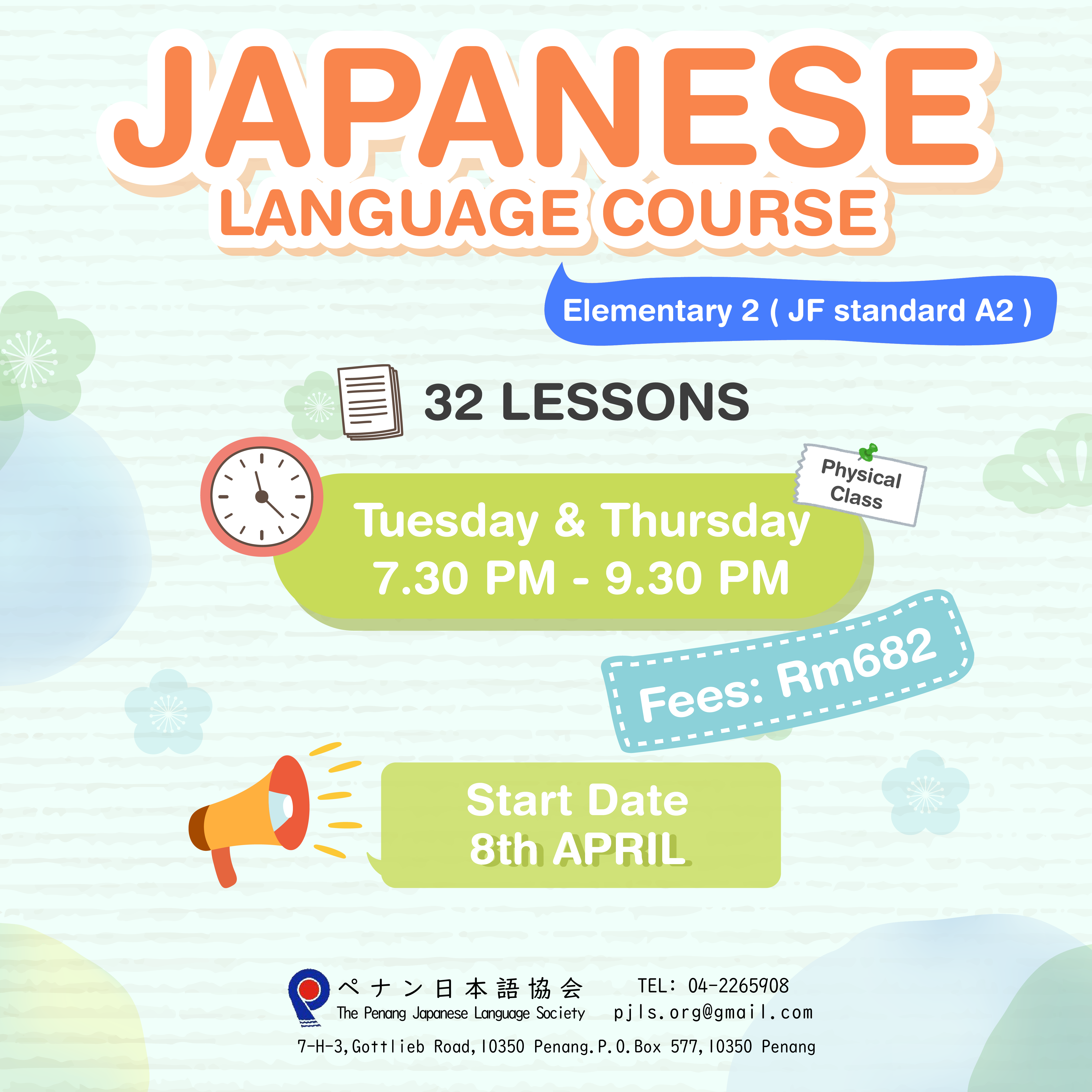 New Class Commencement: 8th April 2025 – Elementary 2 | Penang Japanese ...